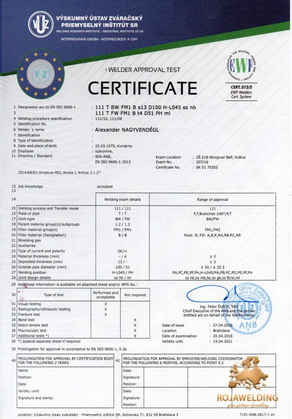 Ofrecemos servicios de soldadura en Bélgica y Europa - rojawelding.com